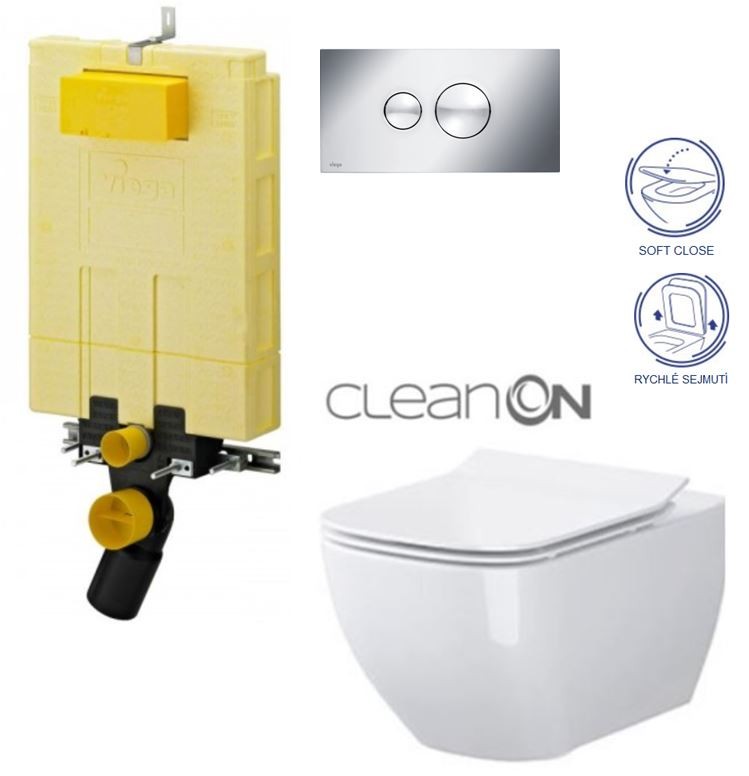 SET MONO modul WC čelné ovládanie + ovládacie tlačidlo CHRÓM + WC CERSANIT METROPOLITAN CLEAN ON ...